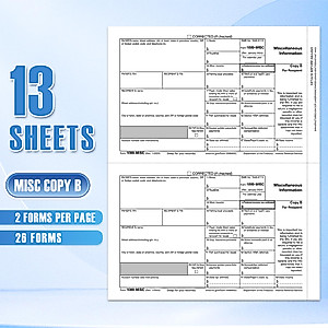 1099 MISC Forms 2022, 4 Part Tax Forms Kit, 25 Vendor Kit of Laser Forms Designed for QuickBooks and Accounting Software