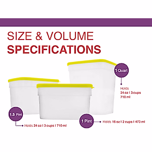 Arrow Home Products 1 Quart Freezer Food Storage Containers with Lids, 6 Pack - USA Made Reusable Freezer Containers for Food Storage - Prep, Store, Freeze - BPA Free, Dishwasher Safe, Durable