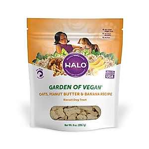 Halo Plant-Based Dog Treats with Peanut Butter and Banana, Vegan Dog Treat Pouch, 8oz bag