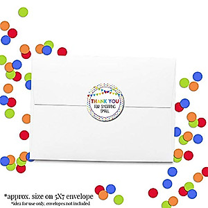 Rainbow Banner Thank You for Shopping Small Customer Appreciation Sticker Labels for Small Businesses, 60 1.5" Circle Stickers by AmandaCreation, Great for Envelopes, Postcards, Direct Mail, & More!