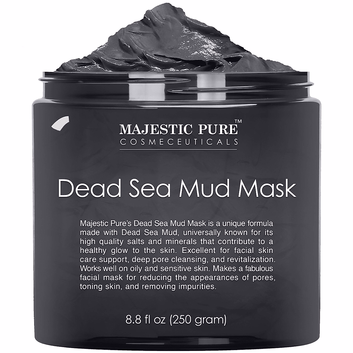 MAJESTIC PURE Dead Sea Mud Mask for Face and Body - Natural Skin Care for Women and Men - Best Facial Cleansing Clay for Blackhead, Whitehead, Acne and Pores - 8.8 fl. Oz