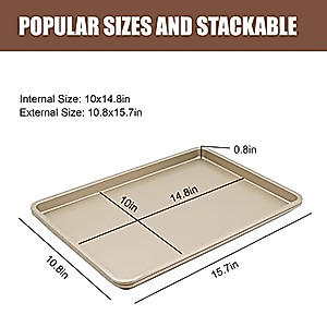 JOHO BAKING Sheet Pans Cookie Sheet Set,Large Baking Sheets for oven Nonstick,Cookie Tray Baking Pan Set,16inch,2-Piece,Gold