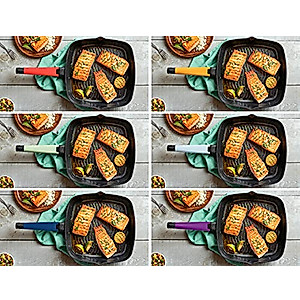 ZAVOR Noir 11" Square Grill Pan for Stove Tops - Quality Cast Aluminum, Titanium Infused Ceramic Nonstick Coating & Removable Handle - Lighter than Cast Iron - Induction Ready, Dishwasher & Oven Safe