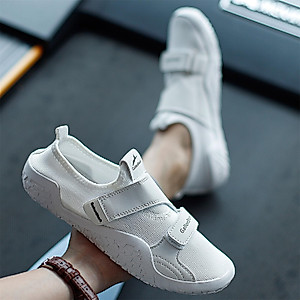 JiuQing Deadlift Shoes Women Indoor Gym Barefoot Shoes Fitness Cross-Trainer Sneaker for Squat Running,White,6.5