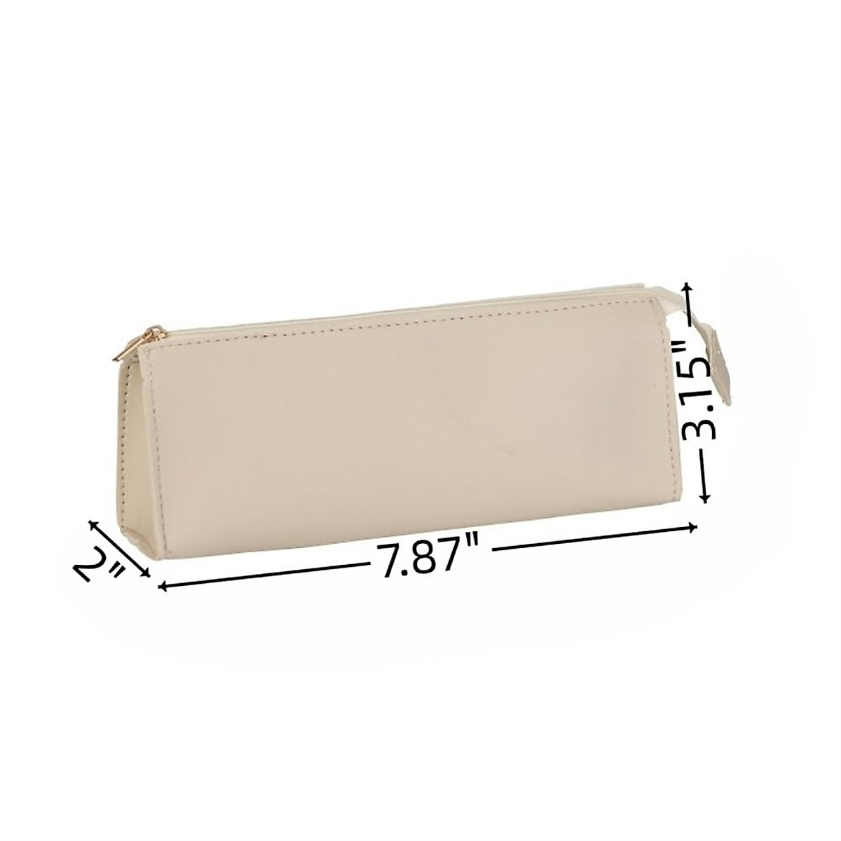 WHTCHSU Pencil Bag Pen Case Cosmetic Makeup/Stationery Pouch Bag Case/PU Leather Small Pouch Stationery Pouch Zipper Bag for Pens, Pencils, Markers (off-white)