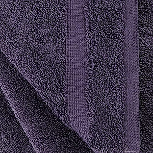 Towel Bazaar Premium Turkish Cotton Super Soft and Absorbent Towels (8-Piece Towel Set, Plum Purple), Small