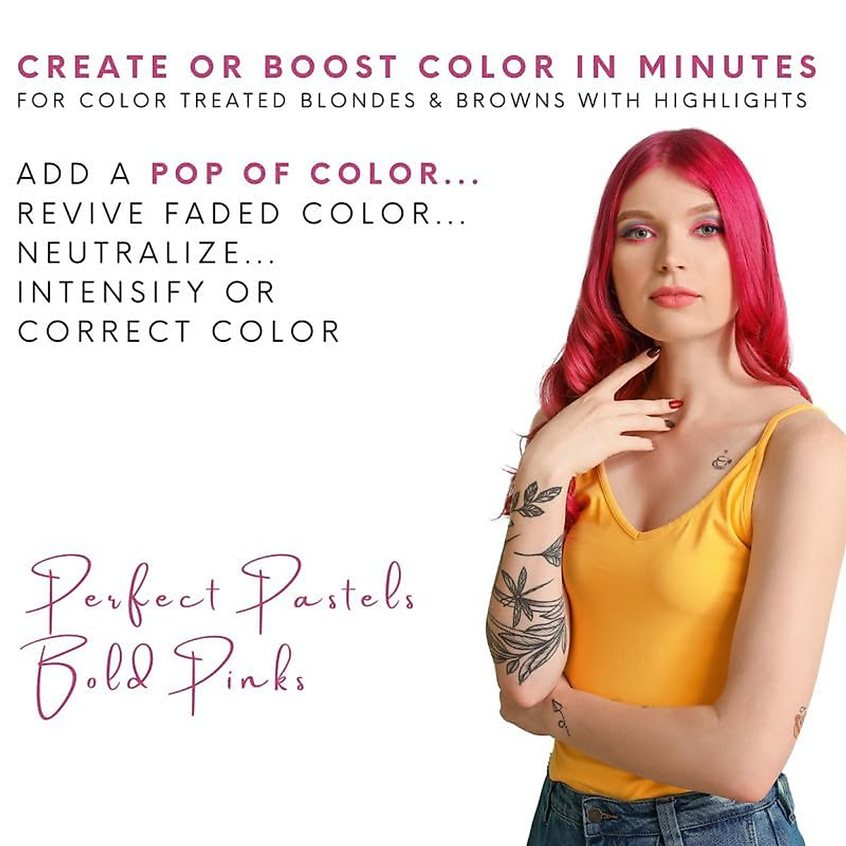 Watercolors INTENSE Semi Permanet Color Depositing Shampoo. Sulfate & Paraben Free to Maintain & Enhance Hair Color 8 fl oz - PINK