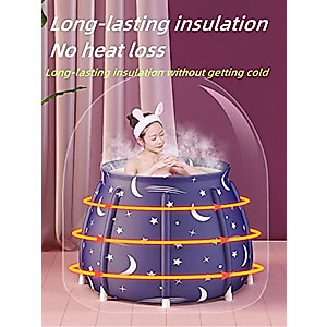 Portable Bathtub Thickened Insulation, Double Drainage, Folding Portable, Suitable for Small Spaces (Bathroom, Outdoor, RV) Soaking, spa(blue antlers)