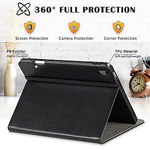ZtotopCases for IPad Air 11 Inch M2(2024) Case, IPad Air 5th Generation (2022)/ 4th Generation (2020) 10.9 Inch Case with Pencil Holder, Multi-Angle Viewing Leather Folio Cover with Pocket, Black