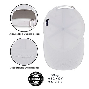 Disney Men's Baseball Cap, Mickey Mouse Adjustable Hat for Adult, White, One Size