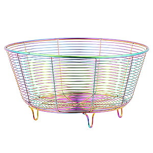 Meisha Round Fruit Bowl, Creative Mesh Fruit Dish Basket Bowl, Round Rainbow Large Metal Wire Storage Baskets, Modern Style Container for Fruit, Vegetables, Bread, Snacks - 8.46" Diameter
