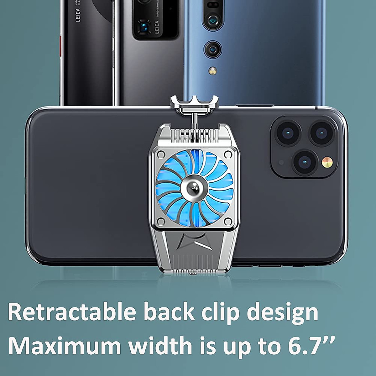 Ivishow Phone Cooler with Cooling Fan Portable Gaming Radiator Gifts for Watching Videos & Mobile Games, Compatible with 4-6.7 Inch Android & iOS Phone