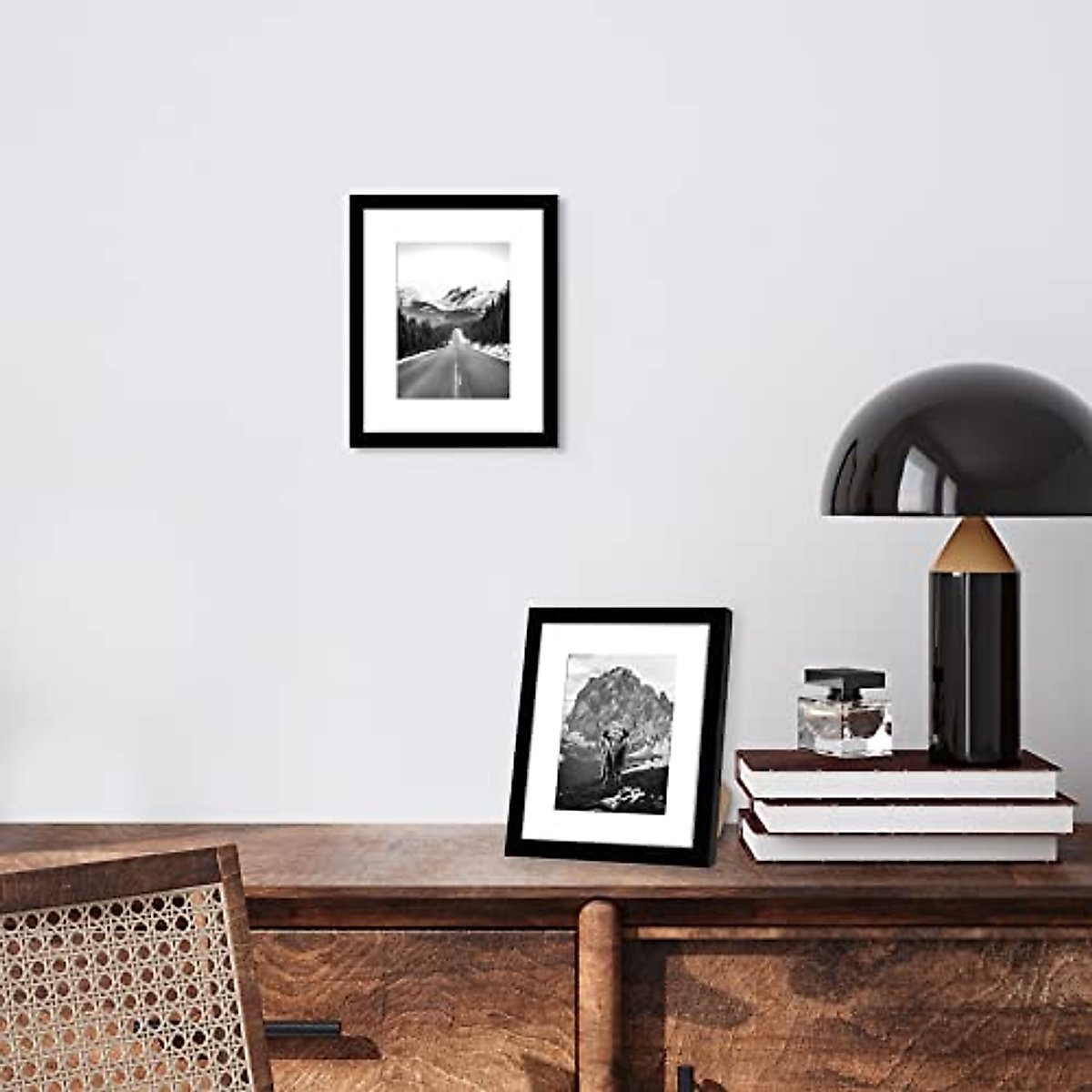 Americanflat 8x10 Picture Frame in Black - 2 Pack - Use as 5x7 Picture Frame with Mat or 8x10 Frame Without Mat - Includes Sawtooth Hanging Hardware for Horizontal or Vertical Display