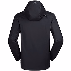CAMEL CROWN Men's Lightweight Rain Jacket Waterproof Raincoat Windbreaker Hooded Active Outdoor Shell Jacket for Hiking Work (New Black, XXL)