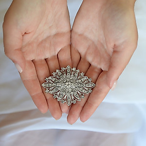 Mariell Vintage Wedding Jewelry Crystal Bridal Brooch Pin for Brides, Bridesmaids, Mother of The Bride