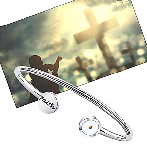 FAADBUK Christian Gift Cross Mustard Seed Bracelet Faith Mustard Seed Jewely Religious Inspirational Jewelry (Faith Mustard Seed Br-S)