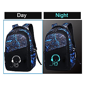 Oslimea Backpack for School Boys Backpacks Anime Cartoon Luminous Backpack Teens School Bag Cute Bookbag for Middle School High School Waterproof Laptop Backpack for Travel