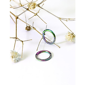 Kadogohno Septum Hoop Rings Piercing Jewelry 16g 8mm 5/16 Rainbow Daith Helix Earrings for Women Men Hypoallergenic Surgical Stainless Steel