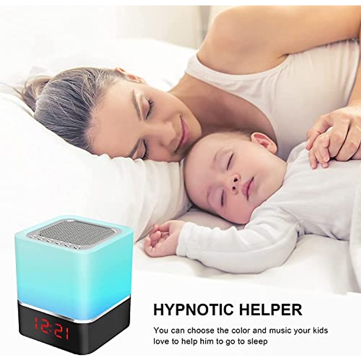YONGYAO Night Lights Bluetooth Speaker, Alarm Clock Bluetooth Speaker, Dimmable Multi-Color Changing Bedside Lamp, Touch Sensor Wireless Speaker with Lights, USB/MicroSD/AUX Support
