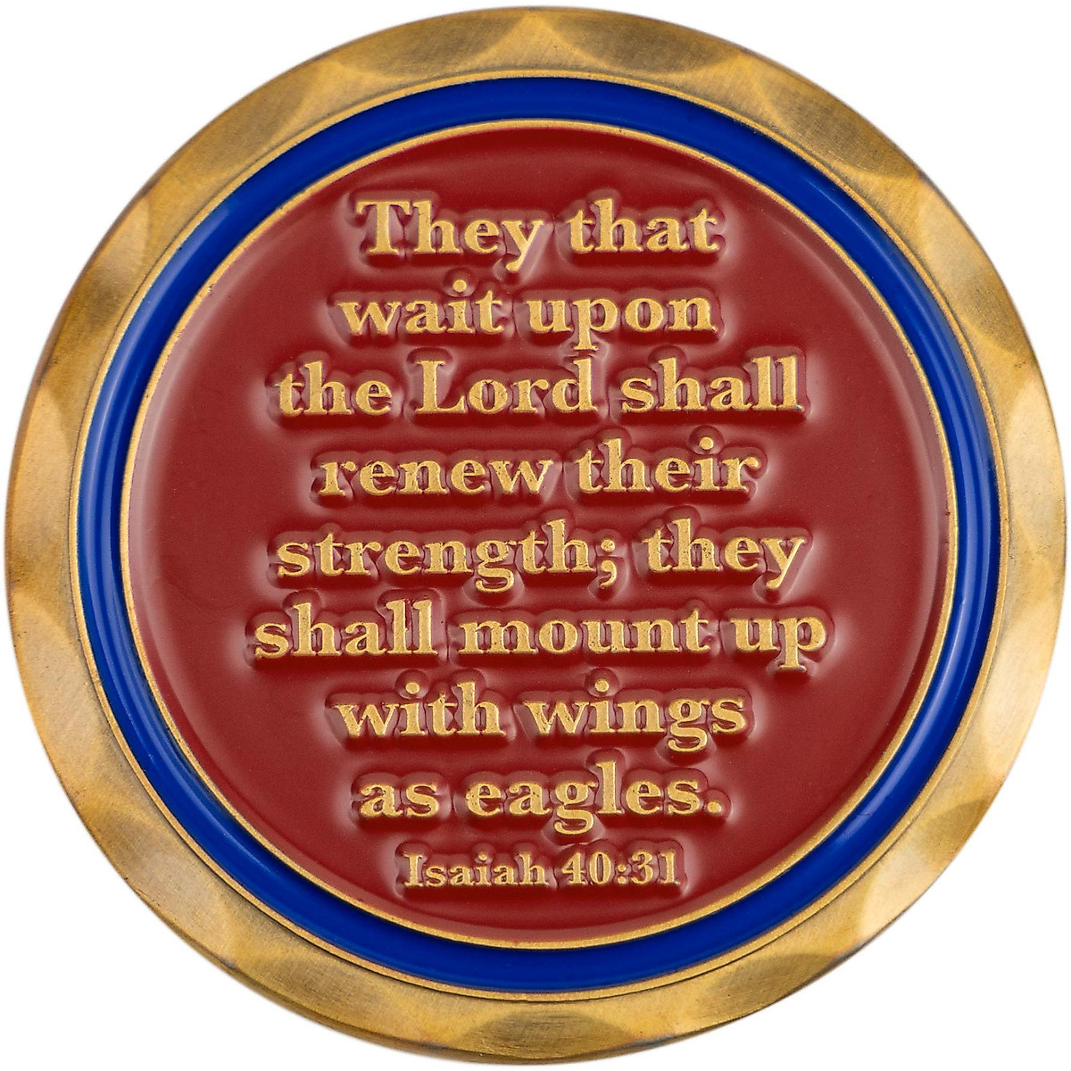Mount Up with Wings as Eagles, Bulk Pack of 10 Christian Coin Tokens, Collectible Religious American Flag Military Challenge Coin Souvenir, Antique Gold-Color Plated Bald Eagle Gift, Isaiah 40:33