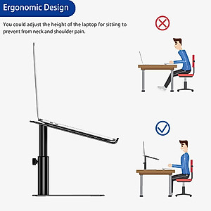 BESIGN Aluminum Laptop Stand, Ergonomic Adjustable Notebook Stand, Riser Holder Computer Stand Compatible with Air, Pro, Dell, HP, Lenovo More 10-15.6" Laptops (Black)