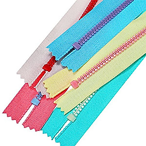 TecUnite 20 Pieces Plastic Resin Zippers with Lifting Ring Quoit Colorful Zipper for Tailor Sewing Crafts Bag Garment (12 Inch)