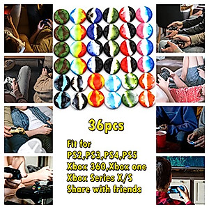 36pcs Joystick Grip for Ps5 Ps4 Controller, Silicone Thumb Grips Caps Cover Analog Stick for Playstation 5, Playstation 4 Controller, Xbox 360, Xbox One Controller (36pcs Multicolor joysticke caps)