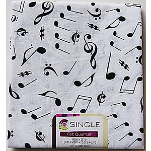Creative Cuts Music Notes Fat Quarters Bundle - Black and White Pattern Theme