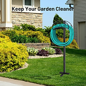 Garden Hose Holder - CreiYuan Water Hose Stand Freestanding Metal Hose Hanger, Detachable Heavy Duty Hose Storage Stand for Outdoor (Love Heart)