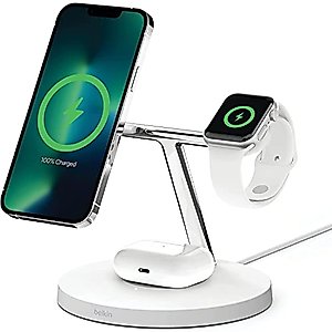 Belkin BoostCharge PRO 3-in-1 Wireless Charger with MagSafe for iPhone 13, 12 + Apple Watch + AirPods (Magnetically Charges iPhone 13 and 12 Models up to 15W)