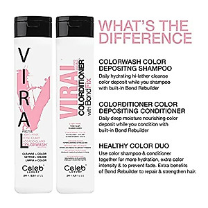 Celeb Luxury Viral Colorwash, Professional Semi-Permanent Hair Color Depositing Shampoo, Pastel Light Pink, 8.25 Fl Oz (Pack of 1)