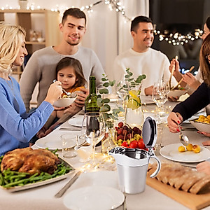 Stainless Steel Gravy Boat, Double Insulated Gravy Sauce Jug with Hinged Lid for Family Dinner, Thanksgiving, Halloween, Christmas (450ml-16oz -Silver)