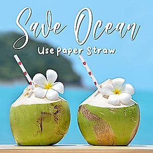 Biodegradable Paper Straws, 300 Pieces Pack,Red Heart Stripe Disposable Drinking Straws,Eco Friendly Christmas Party Supplies, Birthday, Wedding,christmas straws