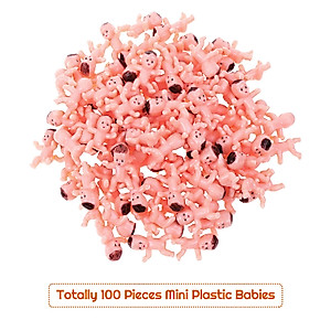 selizo Mini Plastic Babies, 100pcs Tiny Plastic Babies Small Baby King Cake Babies for Ice Cubes Baby Shower Game (1 Inch)