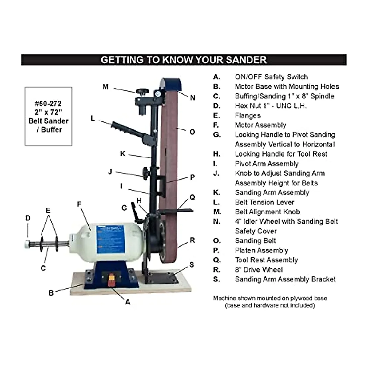 RIKON 2"x72" Knife Belt Sander/Buffer | Excellent for a wide variety of applications including sanding, grinding and making knives with 1 HP Motor and Adjustable Sanding Belt Arm
