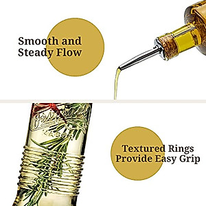 MosJos Oil and Vinegar Bottles 16.9oz - Authentic Mason Original Olive Oil Glass Bottle Set - Strong Stainless Steel Top with Cork Base, Beautiful Modern Design