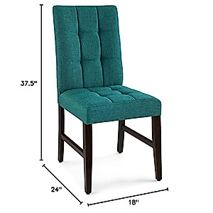 Modway Promulgate Biscuit Tufted Upholstered Fabric Dining Side Chair, Set of 2, Teal