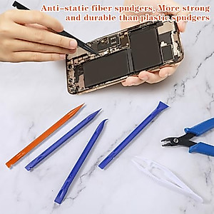 Jeffdad 9 Pieces Plastic Scraper Tool, Multi-Purpose Carbon Fiber Plastic Scraper Non-Scratch Kitchen Scraper Cleaning Pen for Tight Spaces, Kitchen, Crevices, Food, Paint(Black+Orange+Blue)