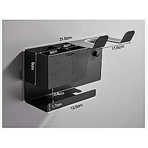 Hosoncovy Metal Hair Dryer Wall Mount Holder Hair Dryer Wall Hanger Toiletries Wall Storage Electric Shaver Wall Mount for Dyson Supersonic Hair Dryer,Universal for Hair Dryer (Black)