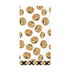Halloween Hand Towels Sets: Quality Disposable Paper Towels Featuring Halloween Themes - 32 Total Halloween Guest Towels Per Set (Pumpkin Faces)