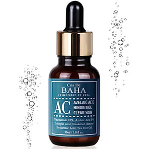 Azelaic Acid + Tea Tree Clear Skin Facial Serum with Niacinamide 10%, Salicylic Acid, Retinol - Fast & Efficient Cystic Acne, Age-Defying, Relieve Trouble Skin Formula, 1 Fl Oz (30ml)