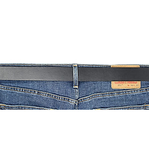 BC Belts Leather Belt Strap with Smooth Grain Finish 1.5" Wide with Snaps (Black-M)