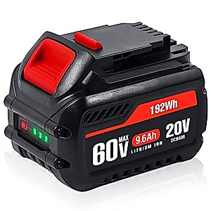 TenHutt 【Upgrade】 20V/60V/120V 9.6Ah High Capacity MAX Lithium-ion Replacement Battery for Flexvolt 20V/60V/120V Cordless Power Tools DCB606 DCB612 DCB206 DCB204 Li-ion Battery