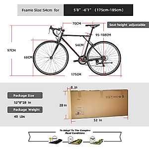 EUROBIKE XC560 Road Bike,21 Speed Street Bike for Men,54Cm Womens Road Bicycle,700C Racing Commuter Bike for Adults,Black