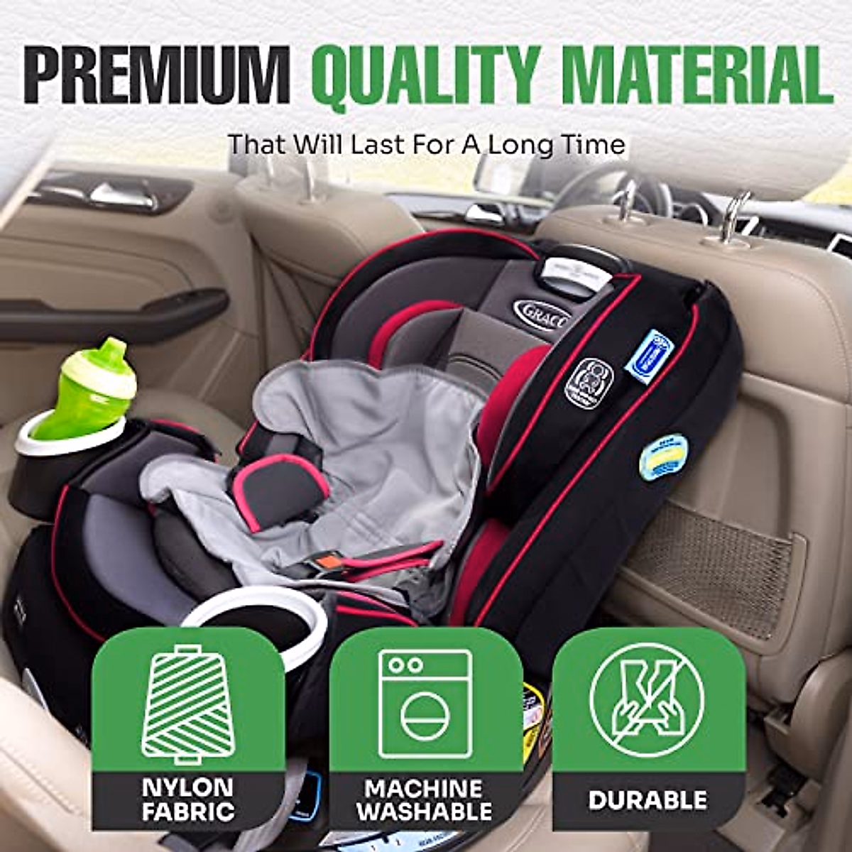 Child Car Seat Saver Waterproof Liner by Lebogner - 100% Leak Free Pad for Baby Stroller, Piddle Pad for Potty Training Toddlers, Car Seat Liner with Anti Slip Vinyl Backing