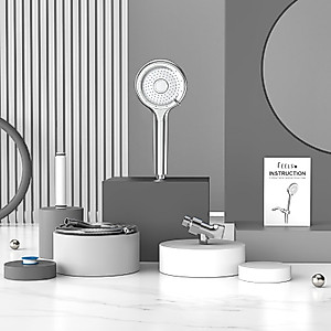 FEELSO Filtered Shower Head with Handheld, High Pressure 6 Spray Mode Showerhead with Filter, 15 Stages Water Softener Filters Beads for Hard Water-Remove Chlorine, Reduce Dry Itchy Skin, Extra Filter