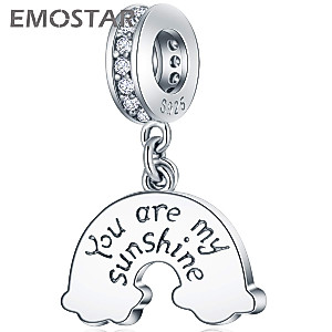 EMOSTAR Reflexions Rainbow Cloud and Sun with Colorful CZ Dangle Charms,925 Sterling Silver You Are My Sunshine Pendant Bead fits First Mothers Day Bracelet, Gift for Lover/Women