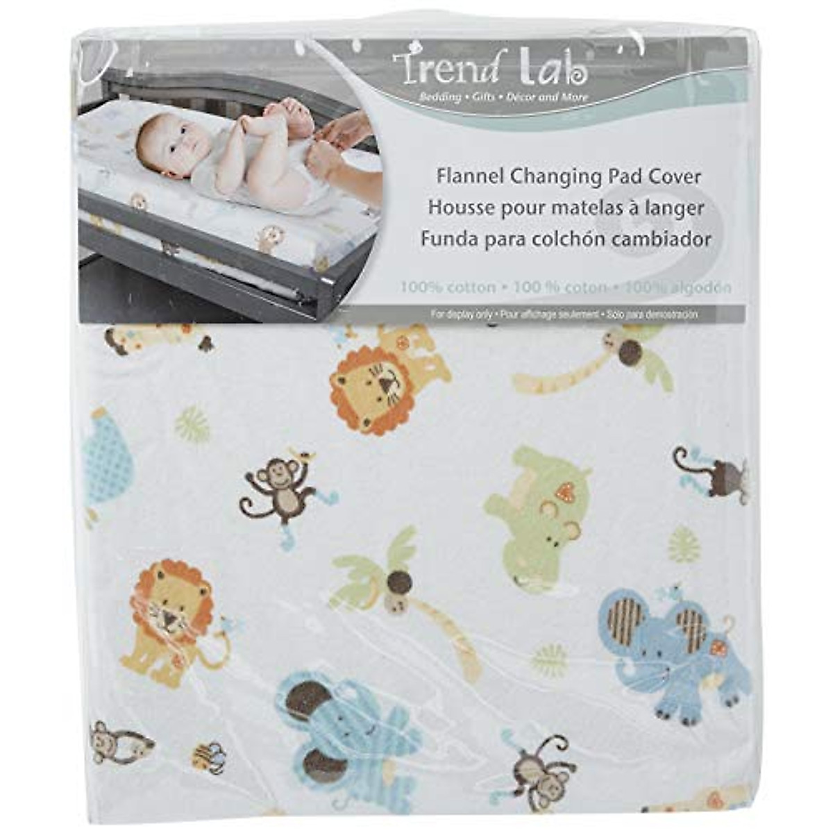 Trend Lab Jungle Friends Deluxe Flannel Changing Pad Cover