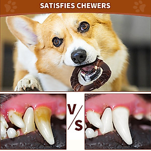 Forfunyou Chew Toys for Aggressive Chewers, Indestructible Dog Toys for Large Dogs, Dog Toys for Medium Large Breed Dogs 1-Pack Bacon Flavored Tough Dog Bones Gift for Dogs（Round