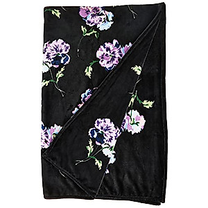 Vera Bradley Women's Plush Throw Blanket, Fleece, Floating Plum Pansies, 80 X 50